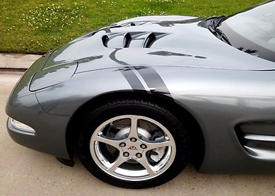 Fits Chevy Corvette C4 Gun Metal Carbon Fiber Vinyl Fender Stripes Both ...
