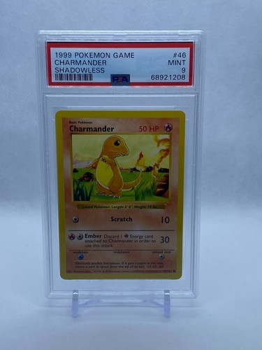 1999 Pokemon Base Set CHARMANDER SHADOWLESS 46/102 WOTC PSA 9 MINT ...