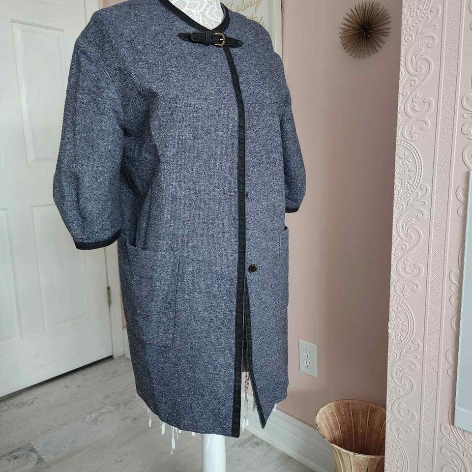 EUC Maje unique topper jacket blueish gray long 1 see size chart | eBay