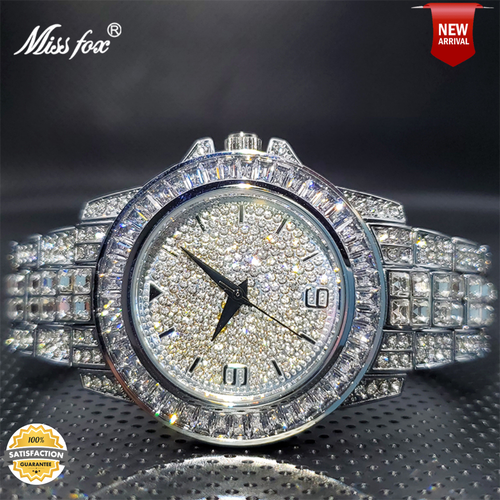 Hip Hop Custom Bling Fully Ice Out Herrenuhr Iced VVS Qualität 18K Gold ...