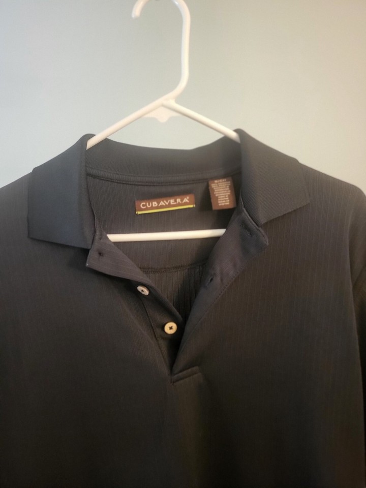 CUBAVERA MENS BLACK 100% POLYESTER SHORT SLEEVE SHIRT PRE-OWNED ...