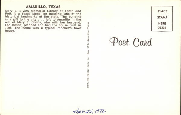 Amarillo,TX Mary E. Bivins Memorial Library Potter,Randall County Texas ...