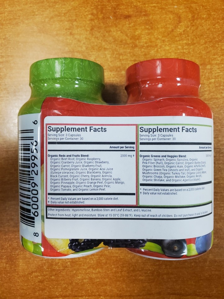 2 PK: Terra Kai Organics Juce Super Fruits & Veggies 90 Caps ea Exp 3 ...