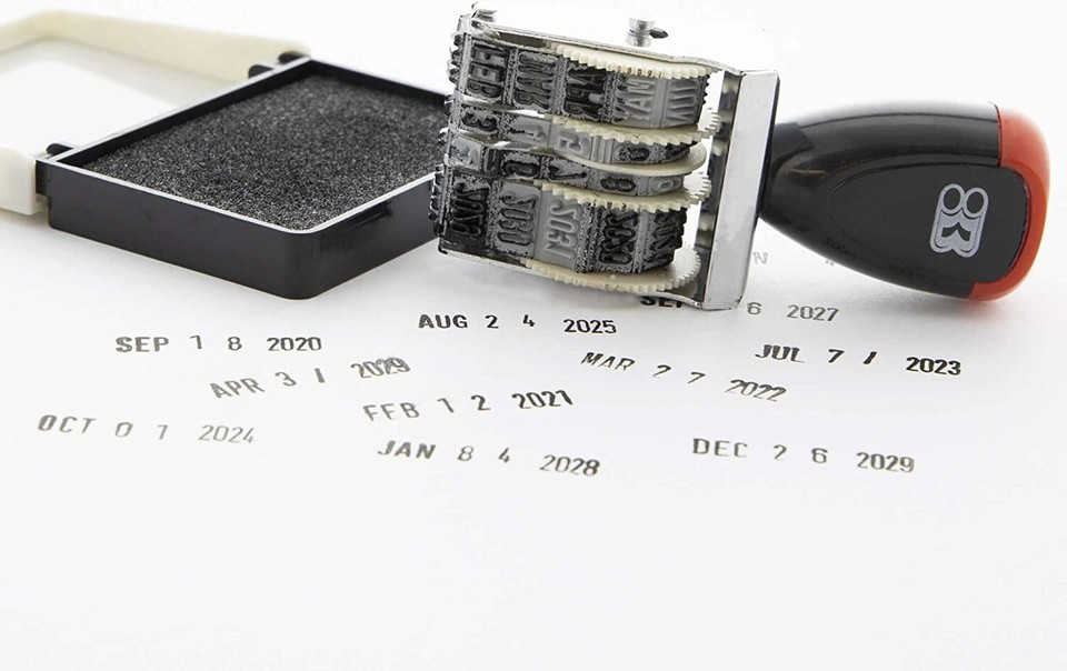 BAZIC Date Stamp and Ink Pad (Black Ink) Stamp Impression Size 1" x 0. ...