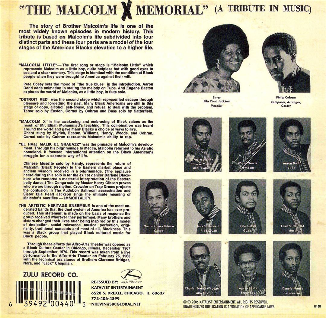 PHILIP COHRAN AND THE ARTISTIC HERITAGE ENSEMBLE MALCOLM X MEMORIAL (A ...