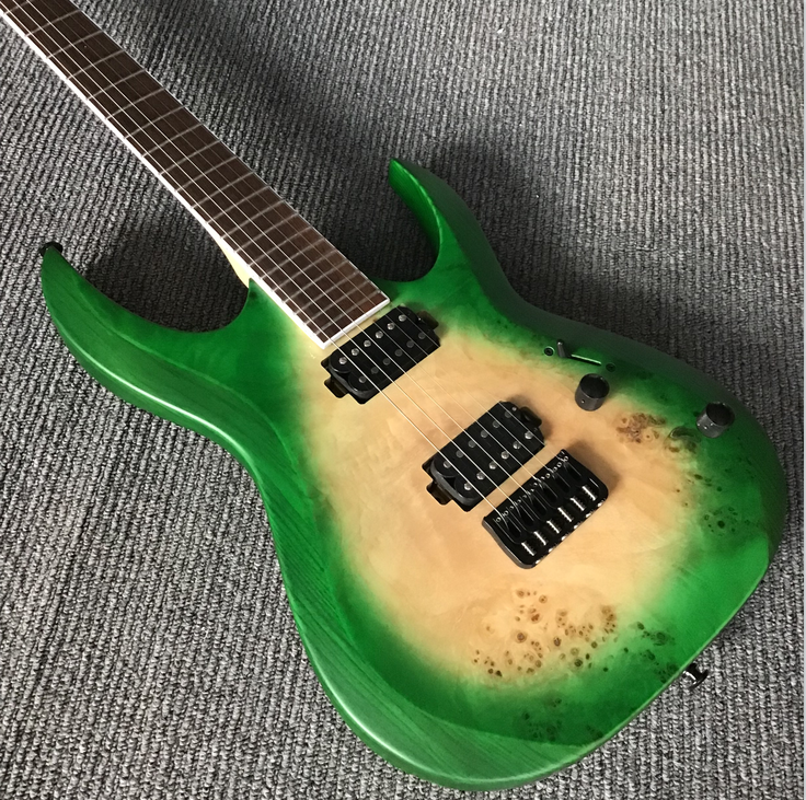 Electric Guitar Ash Body Green Burl Maple Veneer String Thru Body 24 ...