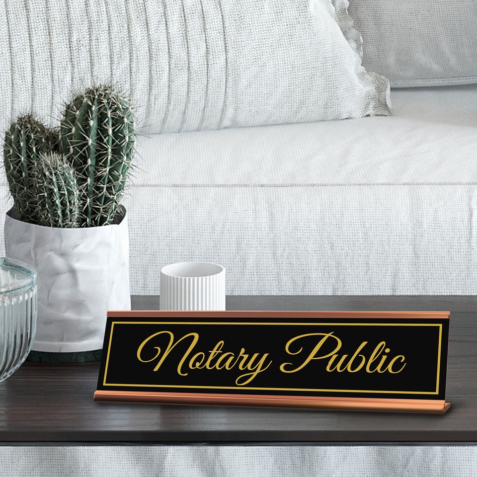 Signs ByLITA Notary Public Gold Frame Desk Sign (2x8") | eBay