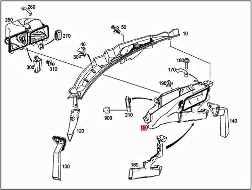 Genuine MERCEDES A207 C204 C207 S204 W204 W207 Cabrio Air duct ...