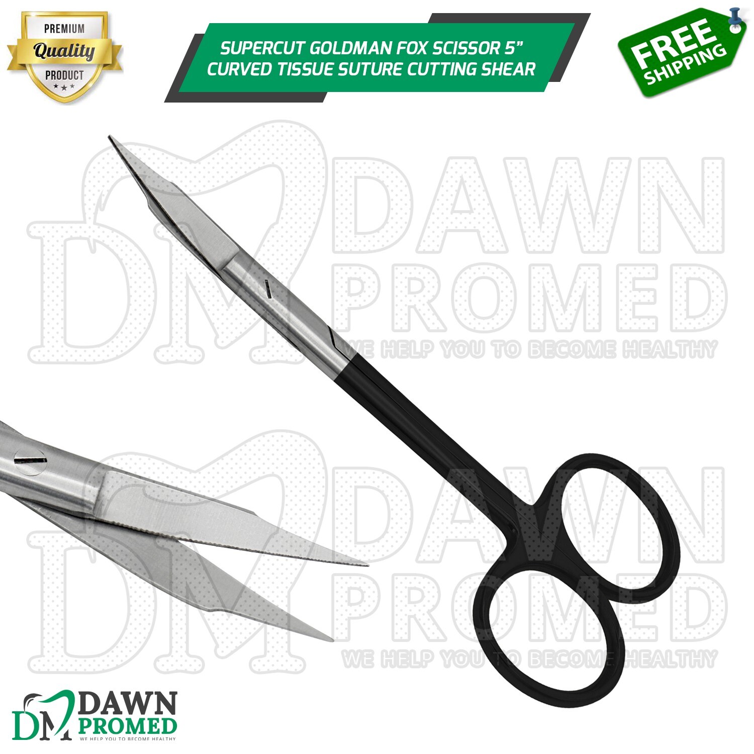 Supercut Goldman Fox Scissor 5" Curved Tissue Suture Cutting Shears ...