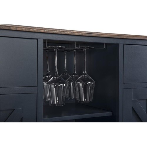 Pemberly Row 47" Wood Bar Cabinet w/ Brushed Nickel Knobs - Navy Blue ...
