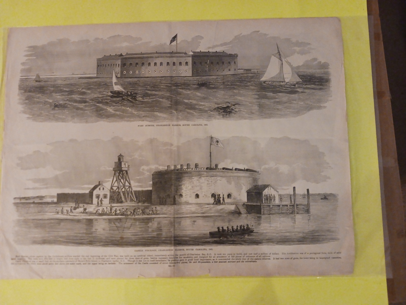 CIVIL WAR ENGRAVING - CASTLE PINCKNEY - FORT SUMTER | eBay