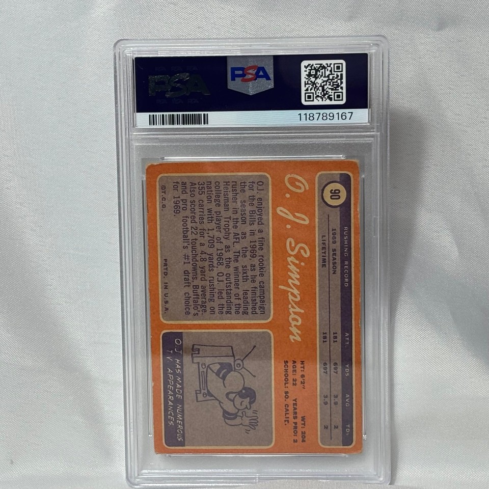1970 Topps O.J. SIMPSON #90 Football Card PSA 2 | eBay