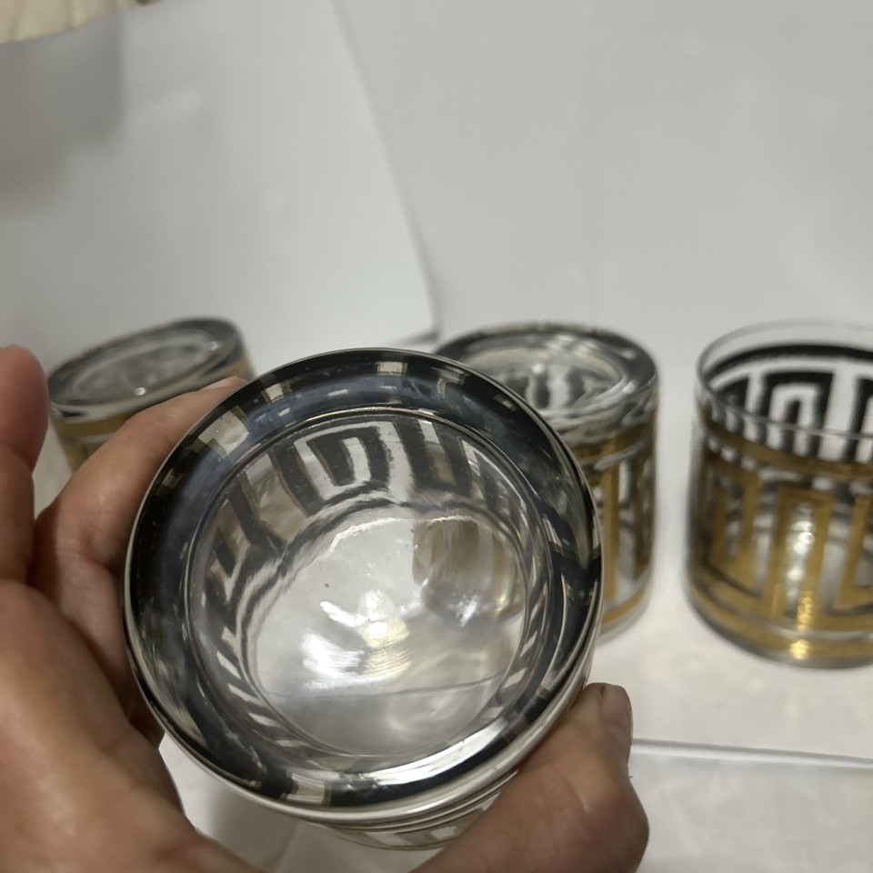 Culver Greek Key Whiskey Glasses, Set of 4, Vtg Cocktail Glasses, Home ...