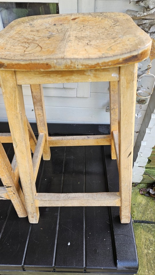 Wooden vintage science lab school stools | eBay UK
