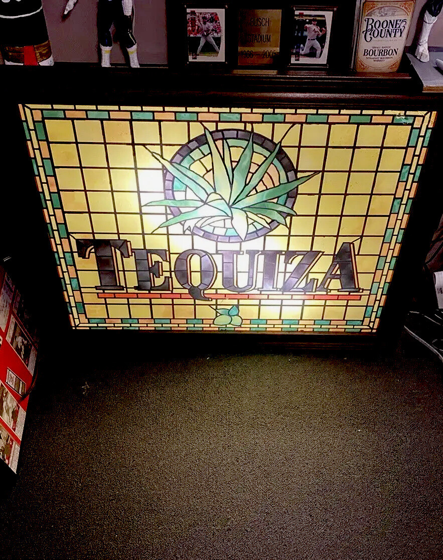 Wooden And Glass Large Sign Tequiza Beer New LED Light | eBay