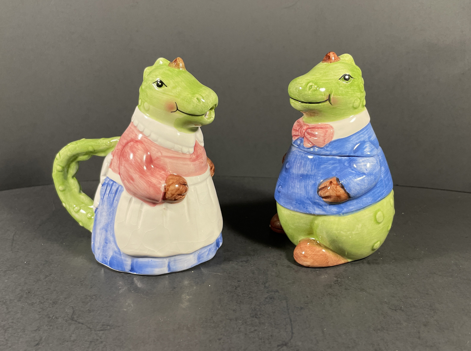 Anthropomorphic Dinosaur Sugar and Creamer set Dinocorn Dragon ...