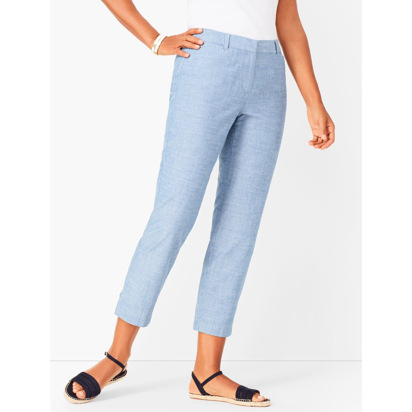 Talbots Plus SZ 16P Blue Chambray Perfect Crop Cotton… - Gem