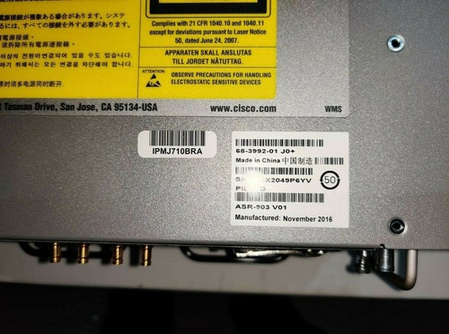 Cisco ASR-903 Chassis w/ 2x A903-RSP1A-55 ,A903-FAN, 2x A900-PWR550-D-E ...