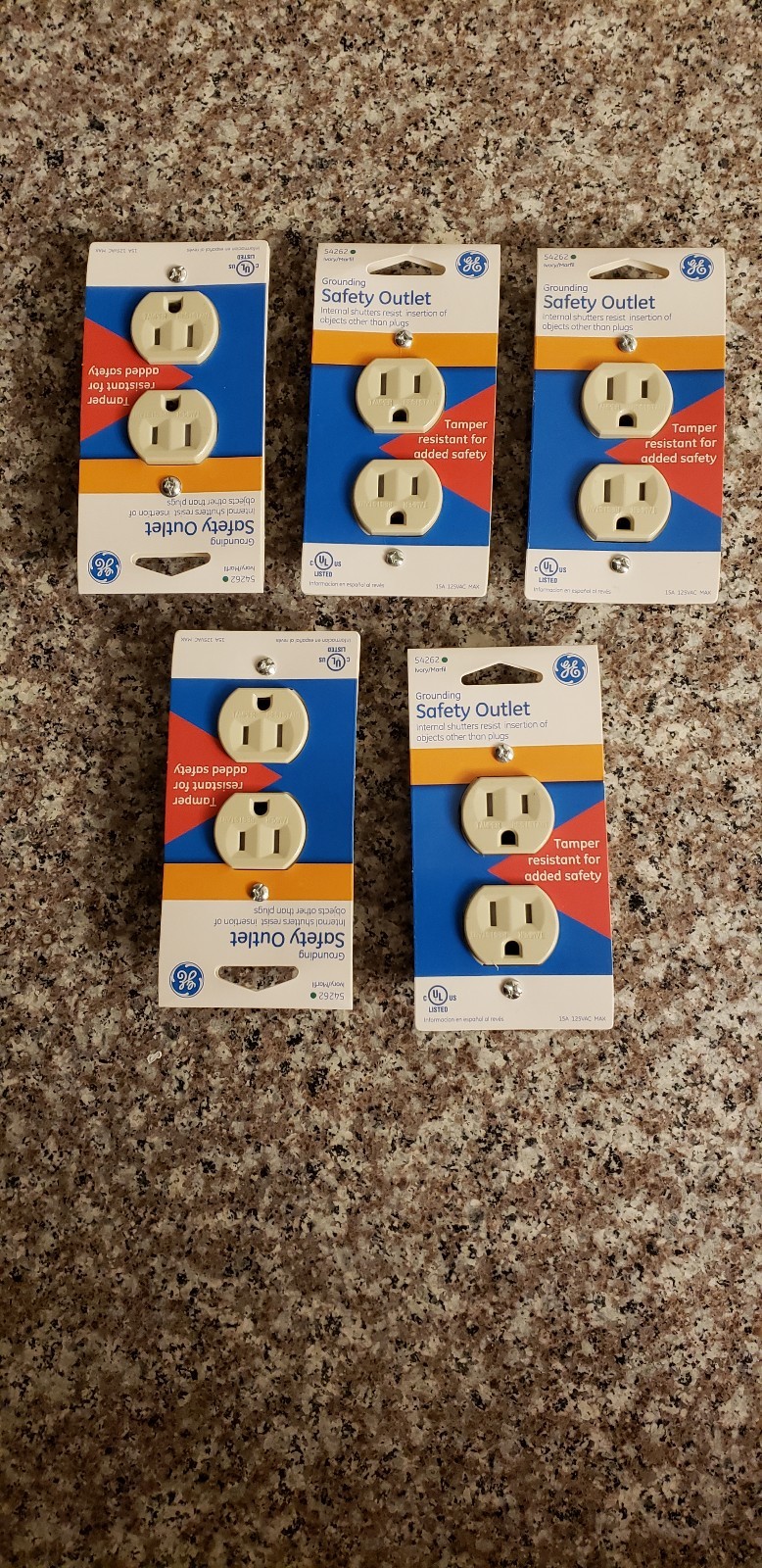 Lot of 5 GE Outlets, 125VAC, 15A, Model: 54262, Ivory color | eBay