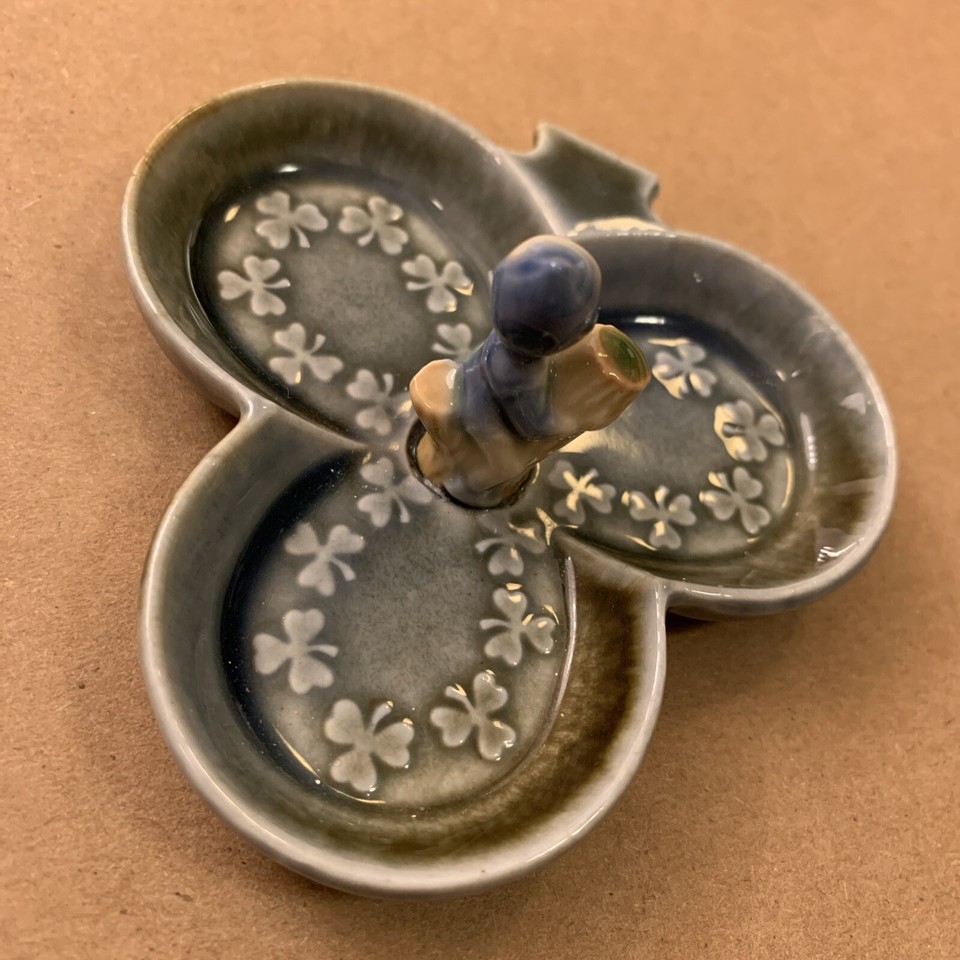 Wade Irish Porcelain Shamrock w/ Pixie Figural Jewelry Ring Trinket ...