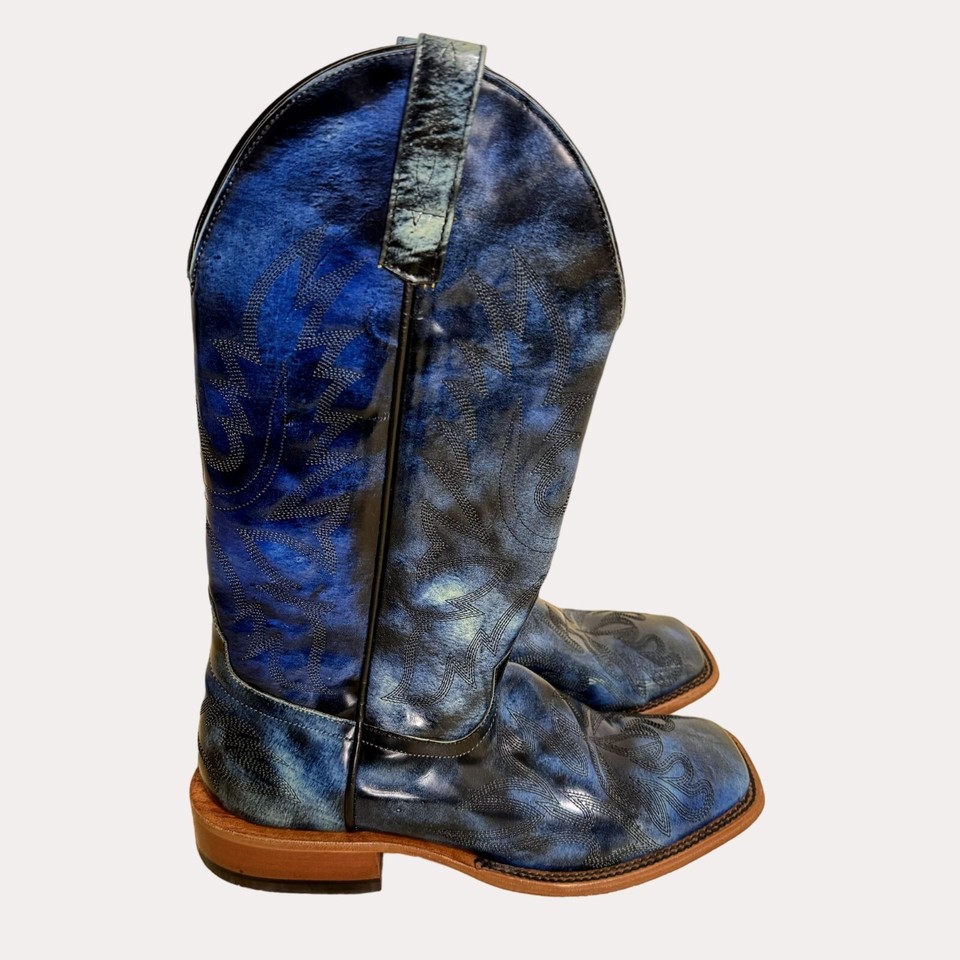 Horse Power HP Mens Cowboy Western Boots Leather Blue 8 D bv | eBay