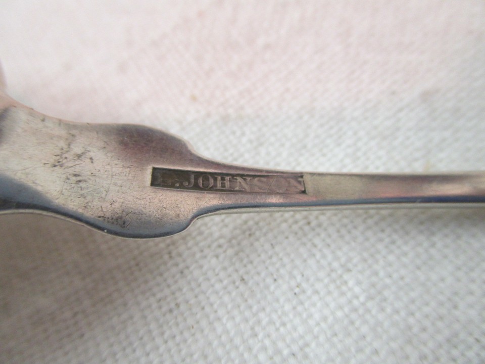 Antique Coin Silver Teaspoon L. Johnson monogram RW | eBay