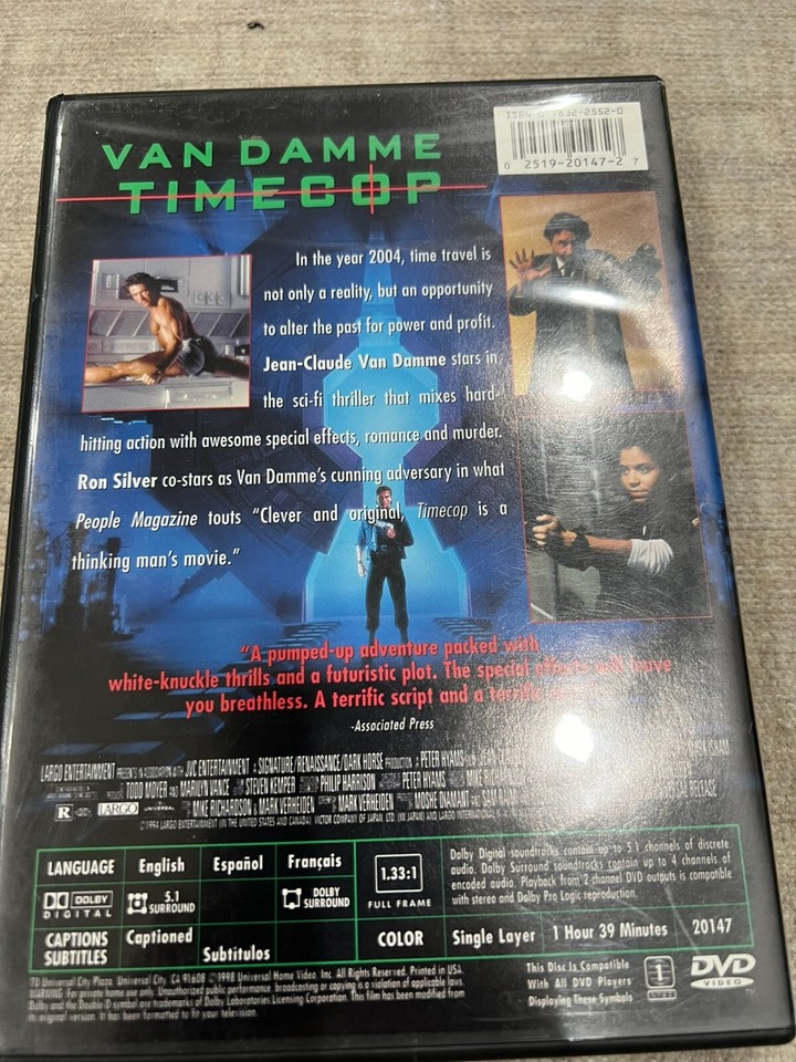 Timecop - Jean-Claude Van Damme - Mia Sara - Ron Silver - U.S. Version ...