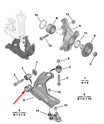 PEUGEOT 308 T9 Front Right Lower Wishbone Control Arm 9846329280 New ...