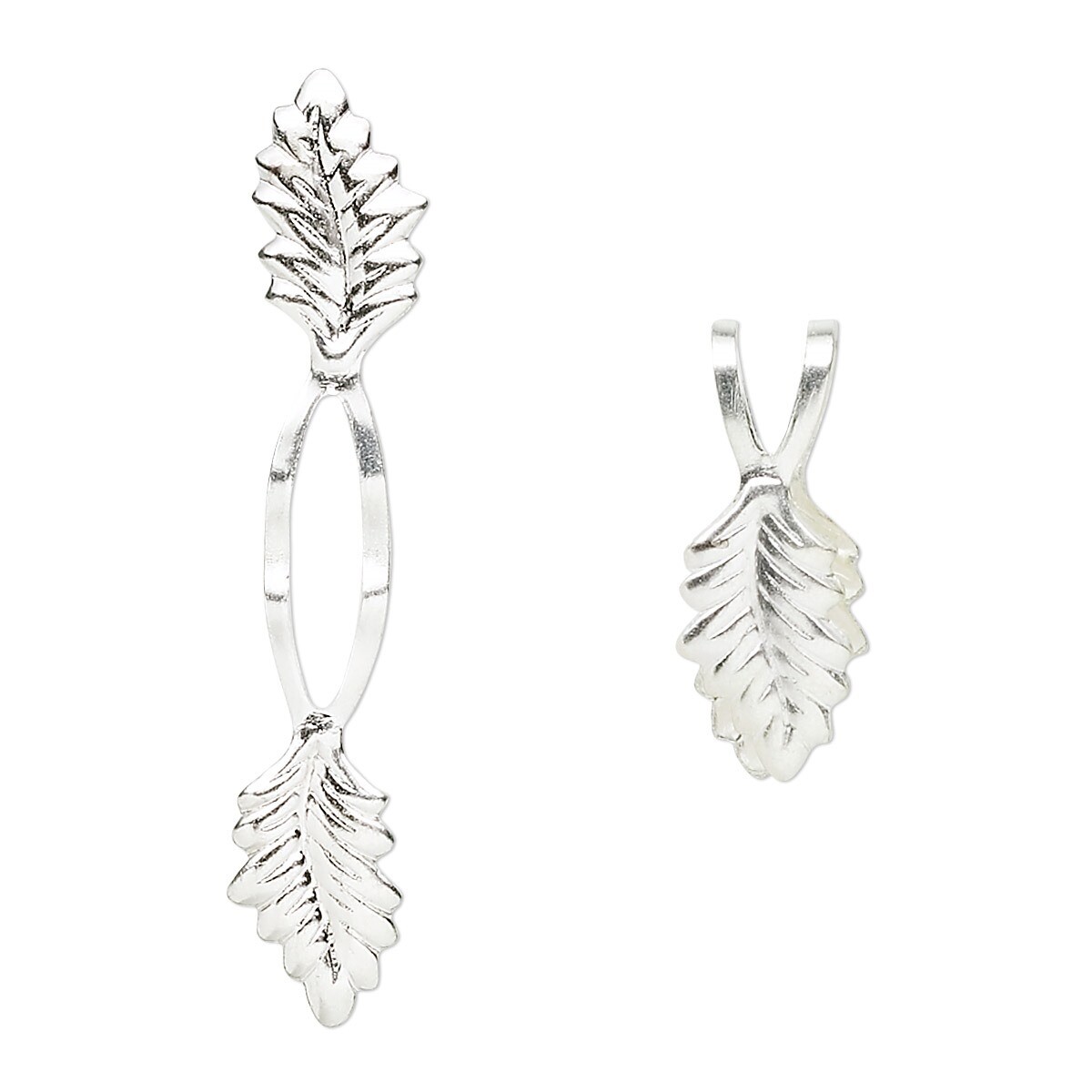 Bail, Fold-Over, 100 Silver Plated Brass Glue on Y Leaf Pendant Bail ...