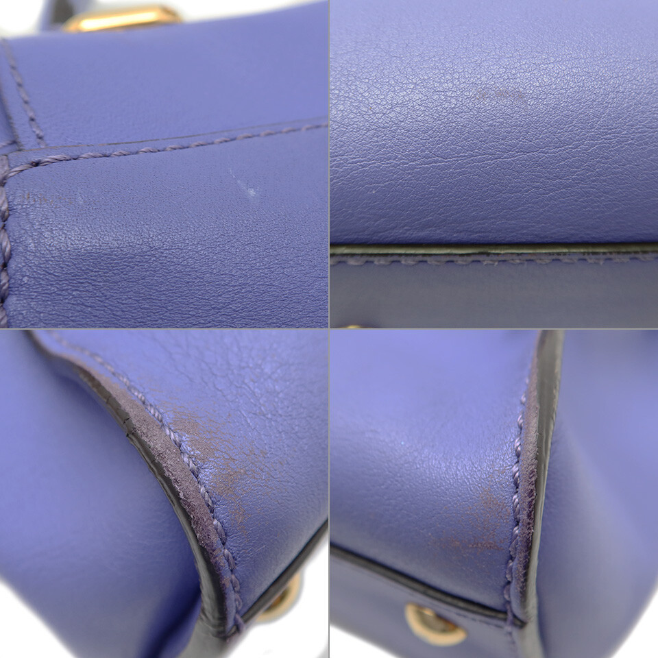 Fendi Peekaboo 8Bn290 3Zm F0K13 Calf Leather Purple Gold Metal Fittings ...