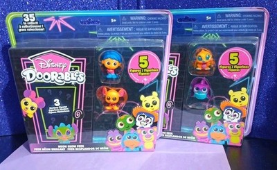 Lot Of (2) Just Play Disney Doorables Neon Glow Peek Figures 5 Packs/10 ...