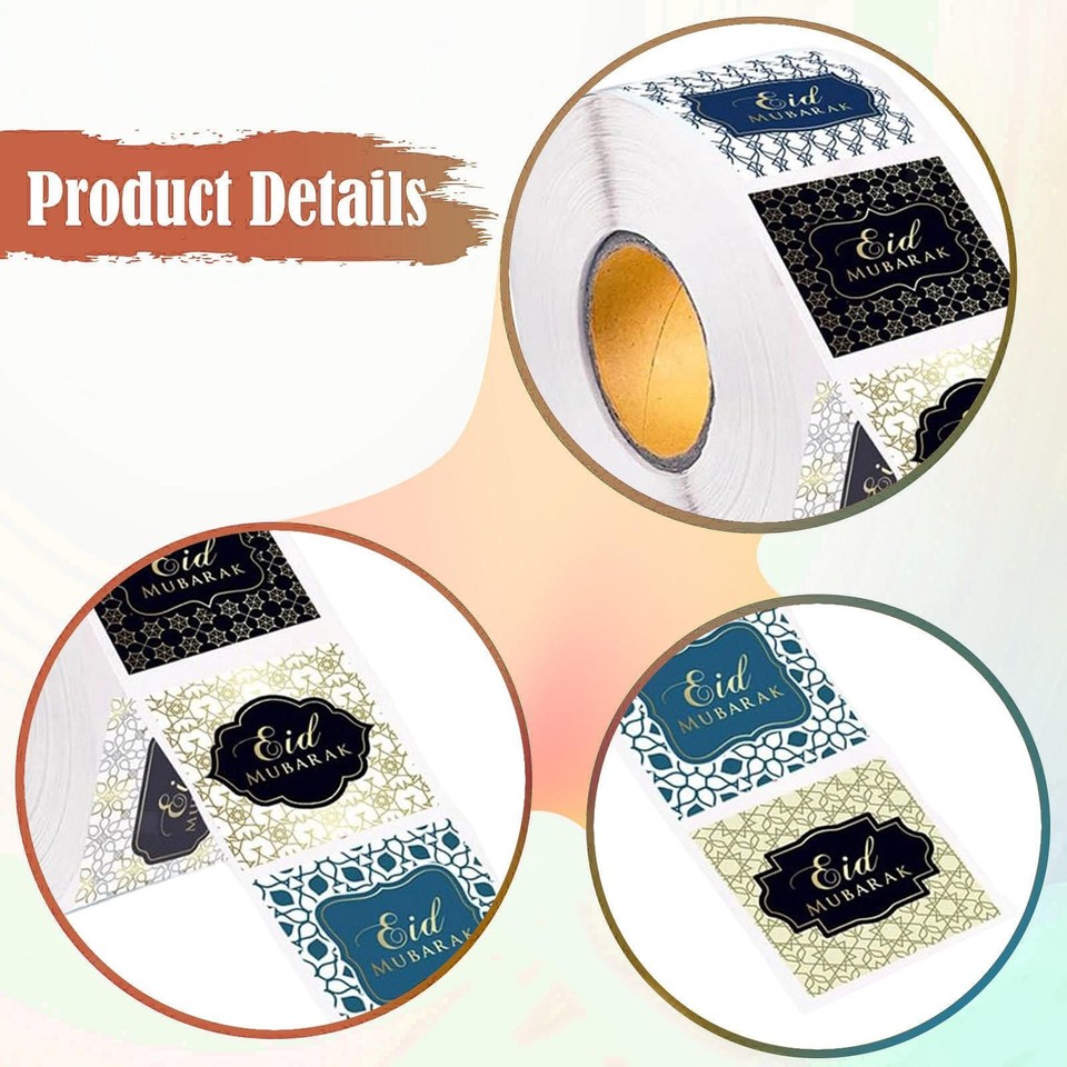 500 Stück Eid-Aufkleber, islamische Feiertagsaufkleber, Eid Mubarak ...