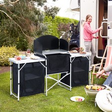 Camping Kitchen Picnic Cabinet Table Portable Folding Cooking Storage ...
