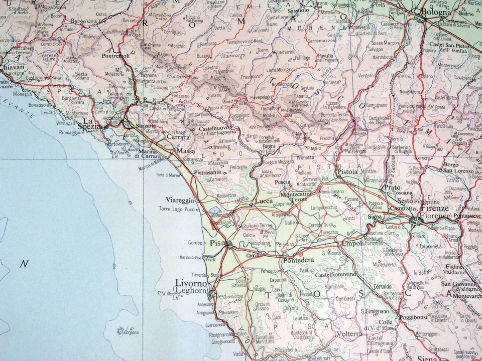 1956 VINTAGE MAP OF NORTHERN ITALY PIEDMONT LOMBARDY ALPS / SCALE 1: ...