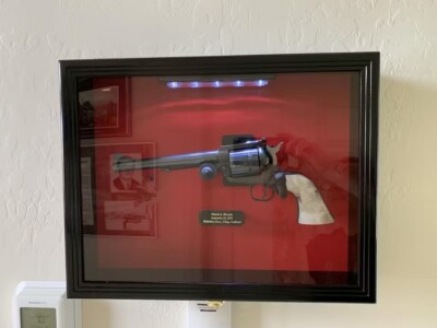 Gun Display Case LARGE Black LED Light Wood Handgun Pistol Revolver ...