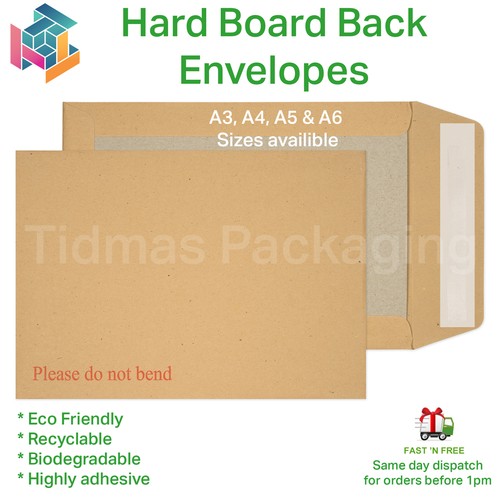 Hard Board Back Envelopes Brown 'Please Do Not Bend' Eco Friendly C6 C5 ...