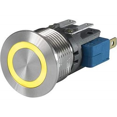 Push Button Touch Switch, Momentary,Illuminated, Yellow, IP40, IP67 Au ...
