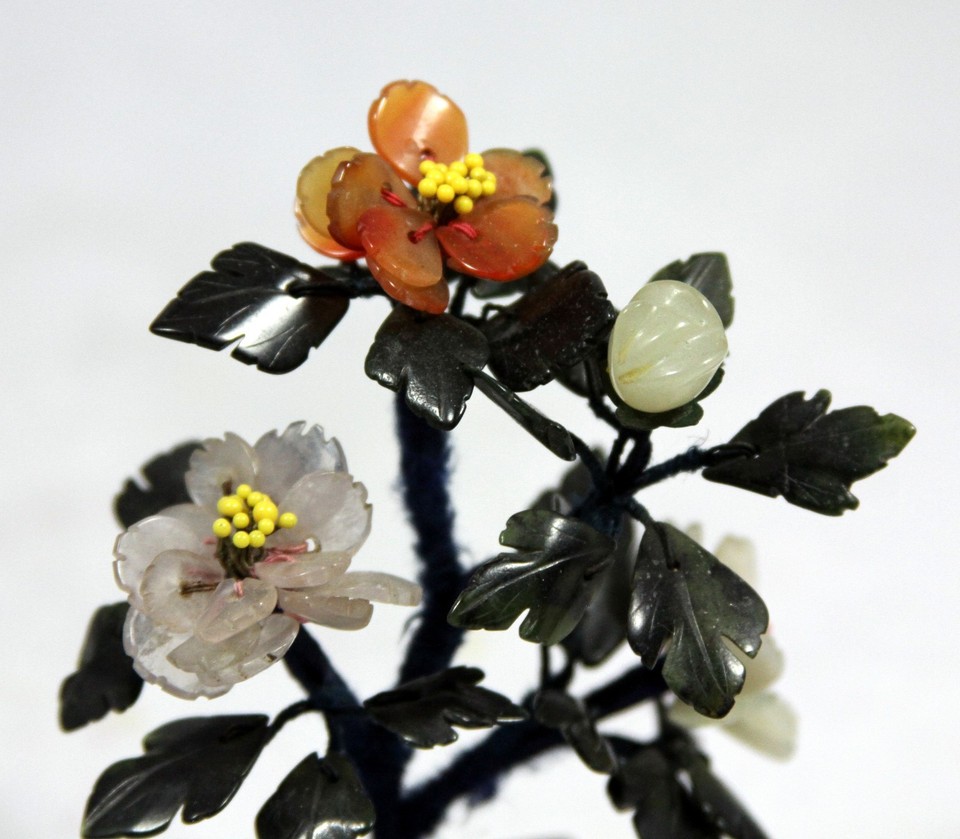 SPLENDID "Hand Carved Miniature Jade Tree with Rose Quartz, Jade ...