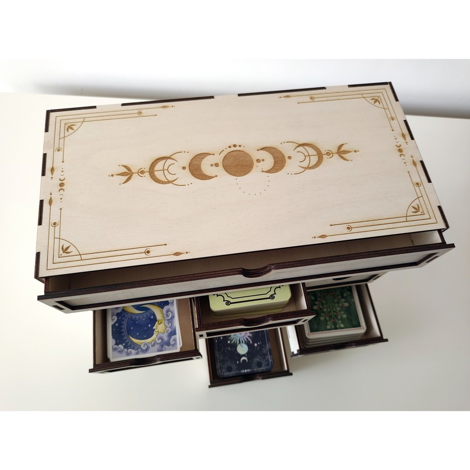 Large tarot card storage box, 12Tarot deck holder, Crystal and jewelry ...