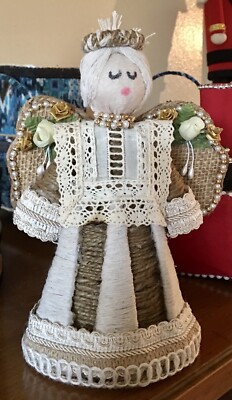 Handmade Angel Tree Topper/Counter Topper Christmas Decor Jute | eBay