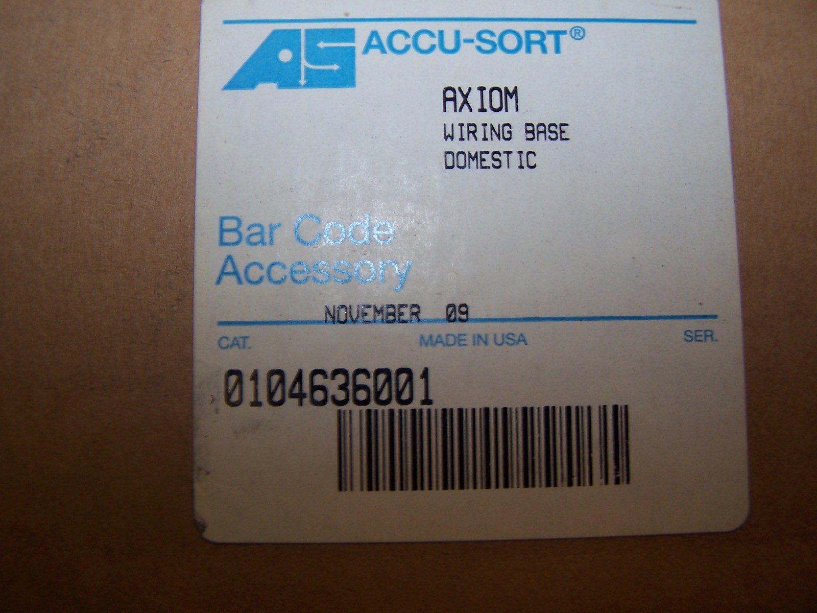 ACCU-SORT 0104636001 BAR CODE SCANNER WIRING BASE AXIOM | eBay