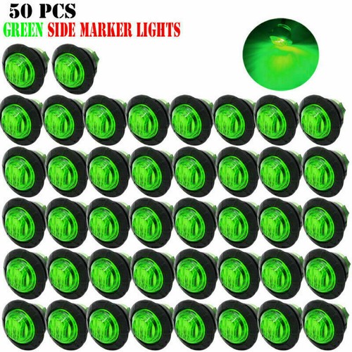 50x 12V Truck Boat Trailer Bullet 3/4" LED Side Marker Lights Green ...