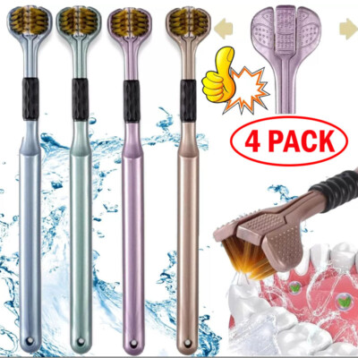 2/4Pcs Three Sided Toothbrush 3 Sided Toothbrush For Adult Tri-Head ...
