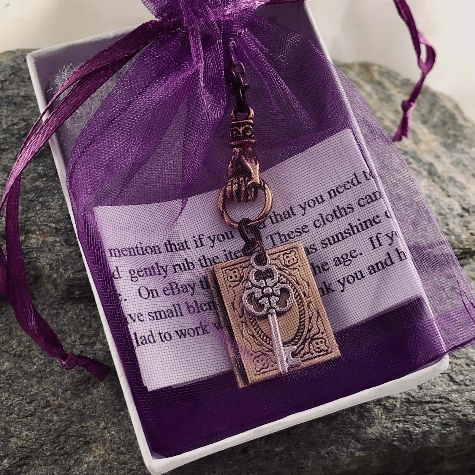 Diary w/ Skeleton Key Book Locket Necklace, Hand Charm, Vintage | eBay