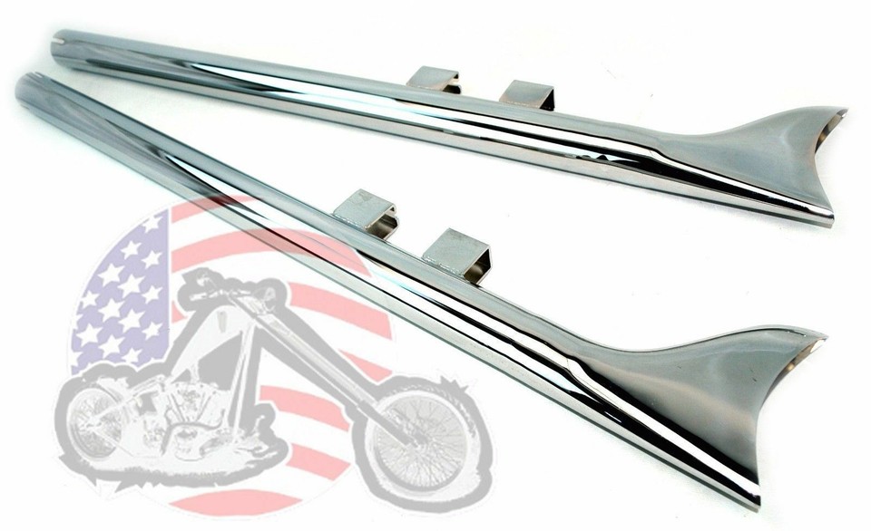 Chrome 36" Fishtail Drag Pipe Slip On Mufflers Exhaust 95-2016 Harley ...