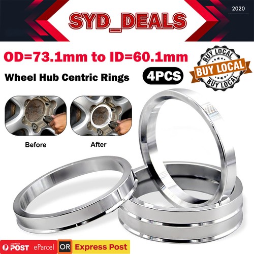 4Pc Alloy Hub Centric Rings OD 73.1mm to ID 60.1mm Aluminium Wheel ...