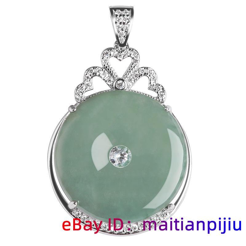 Burmese Jade Donut Pendant Jewelry Necklace Natural Jadeite 925 Silver ...