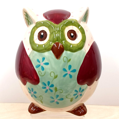 Pier 1 Owl Piggy Coin Bank Floral Colorful Nursery Ceramic | eBay