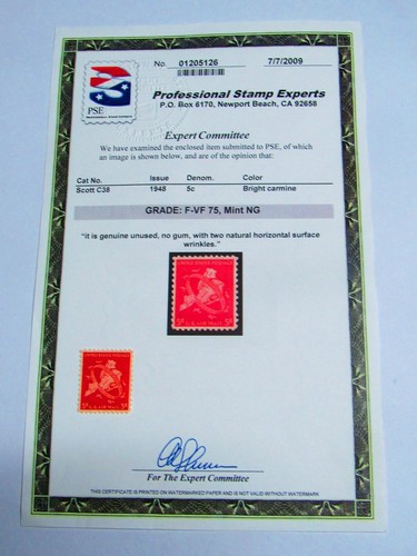 COLLECTIBLE PSE Certified Stamp! 1948 U.S. POSTAGE Air Mail 5¢ Stamps ...