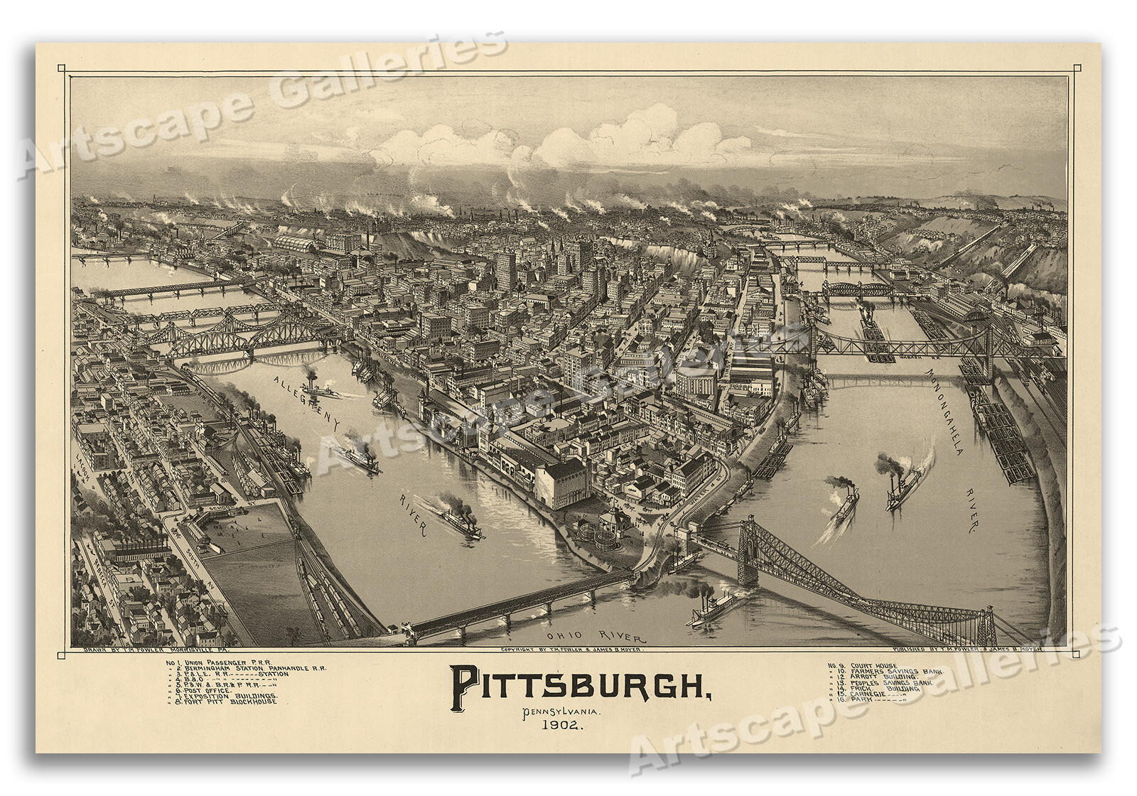 1902 Pittsburgh Pennsylvania Vintage Old Panoramic City Map - 24x36 | eBay
